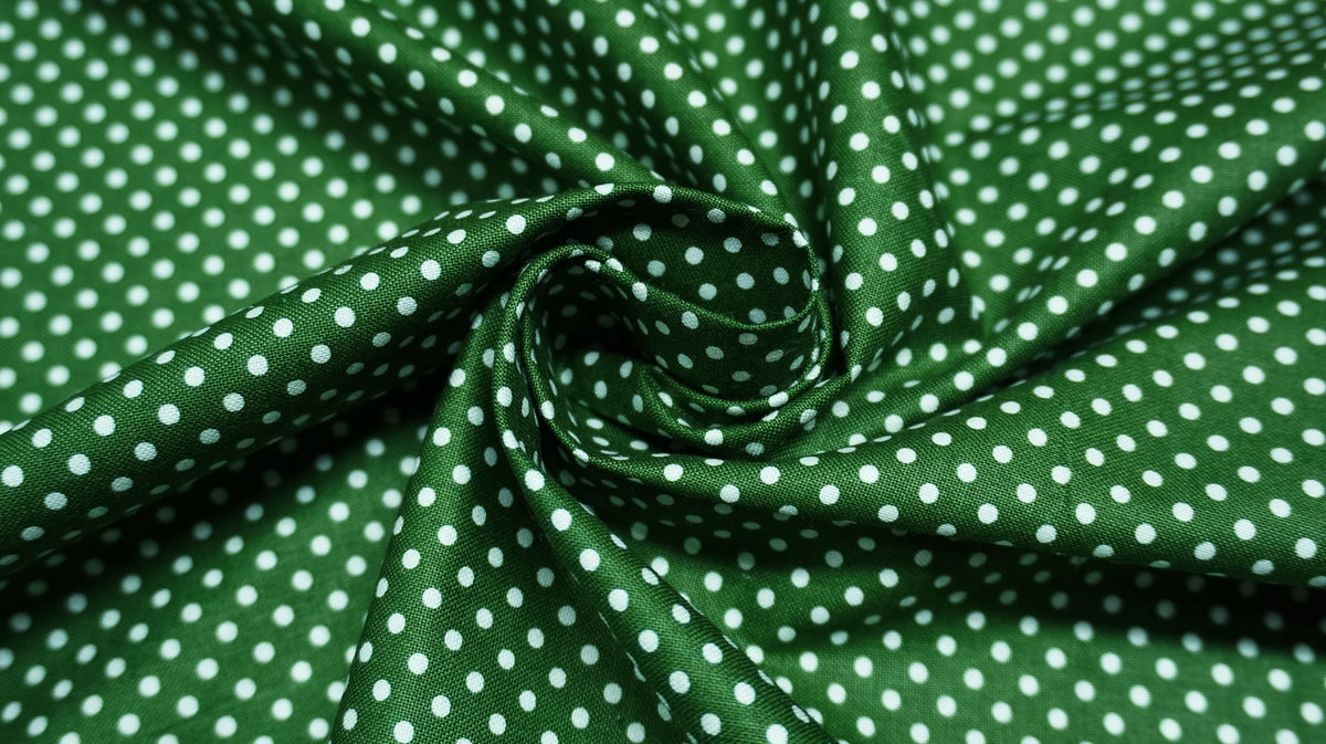 100% Cotton - Green/White Polka Dots – Hab & Fab